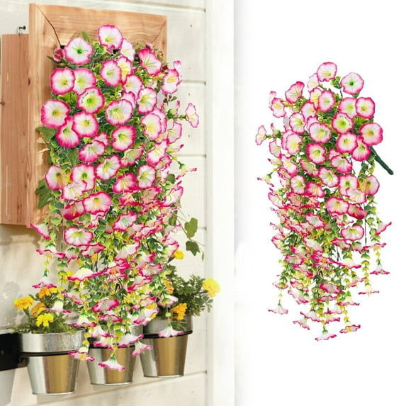 Artificial Hanging Morning Glory Flowers, 27.5 Inch Outdoor Hanging ...