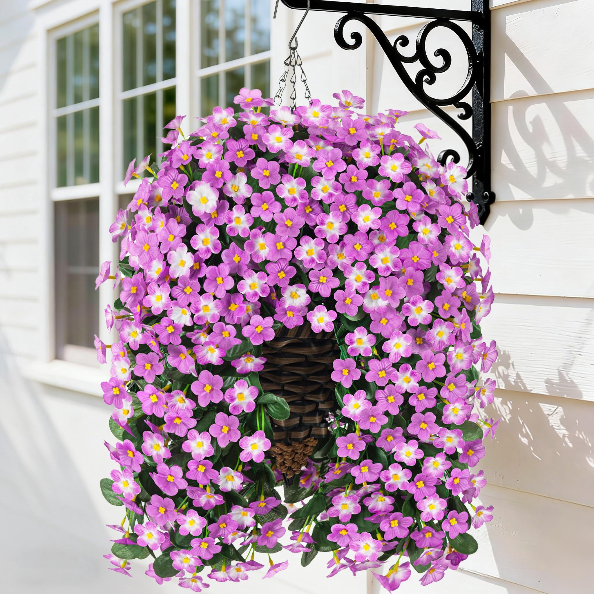 Artificial Hanging Orchid Flowers Fuchsia+light Fuchsia Daisy In Cone ...