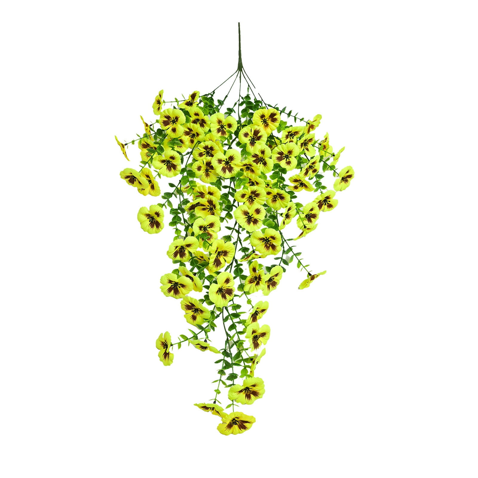 Artificial Hanging Pansy Blooms 29.5in - Lifelike Purple Plastic ...