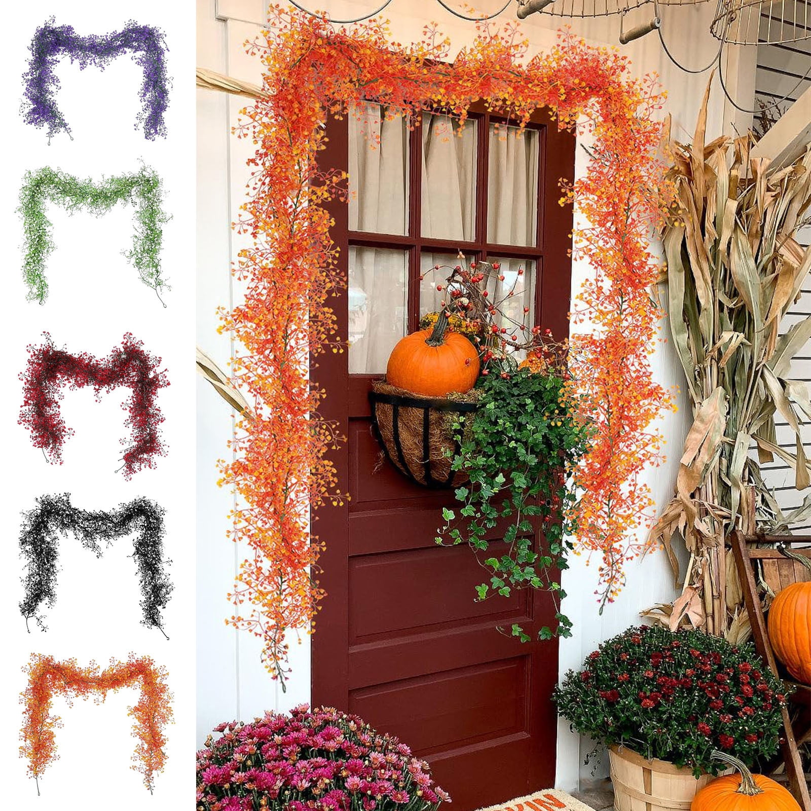 Artificial Hanging Plant 5.58Ft Fall Garland Plant Greenery Faux Ferns ...