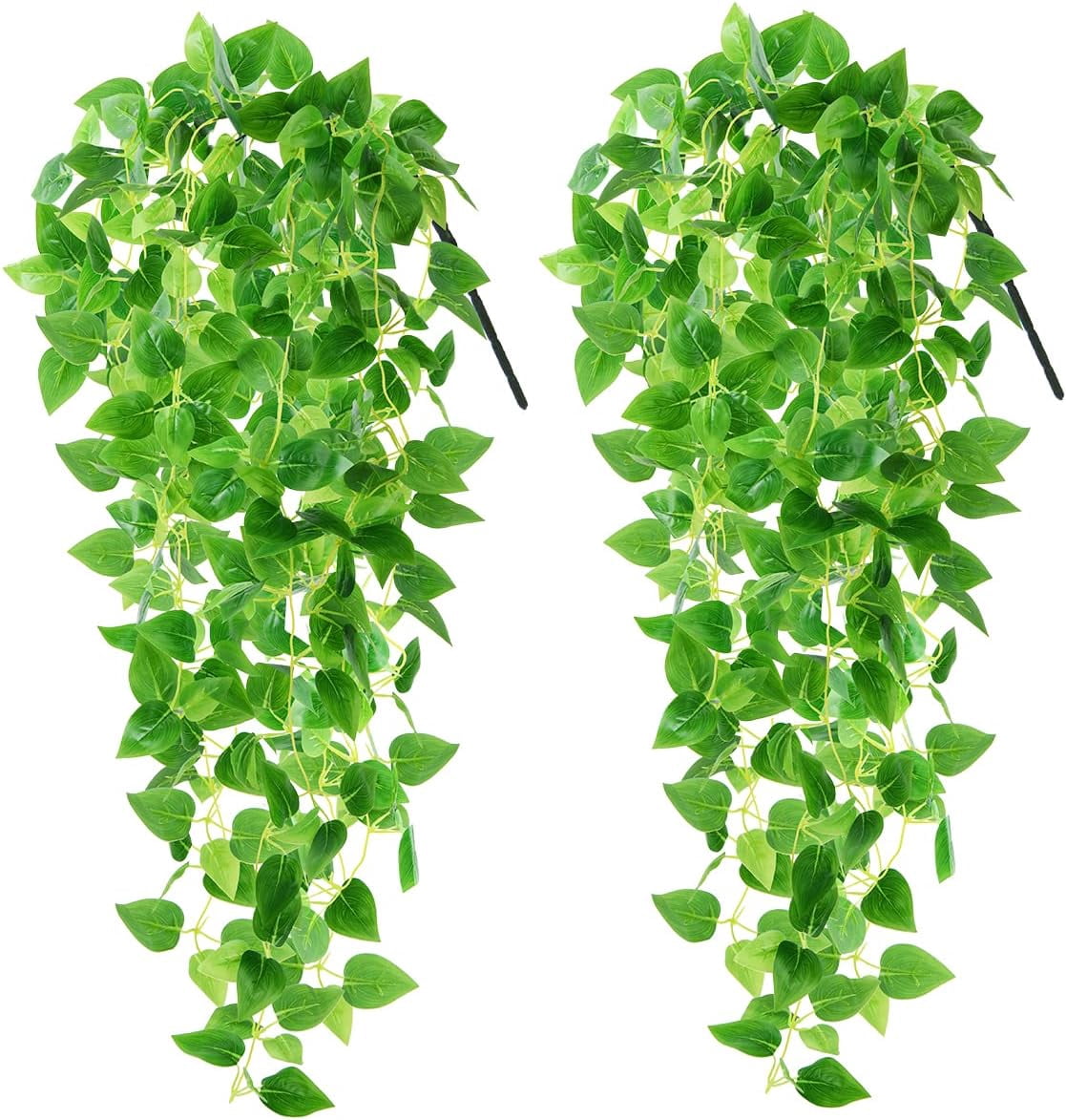 Artificial Hanging Plants, 2PCS Artificia Green Vines Bouquet Hanging ...