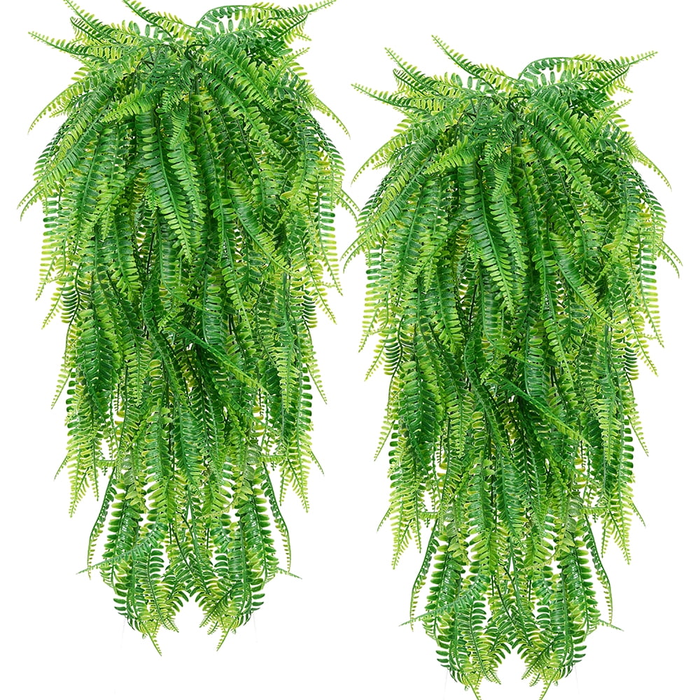 Artificial Hanging Plants 2pcs Fake Hanging Plant Faux Hanging Ferns ...