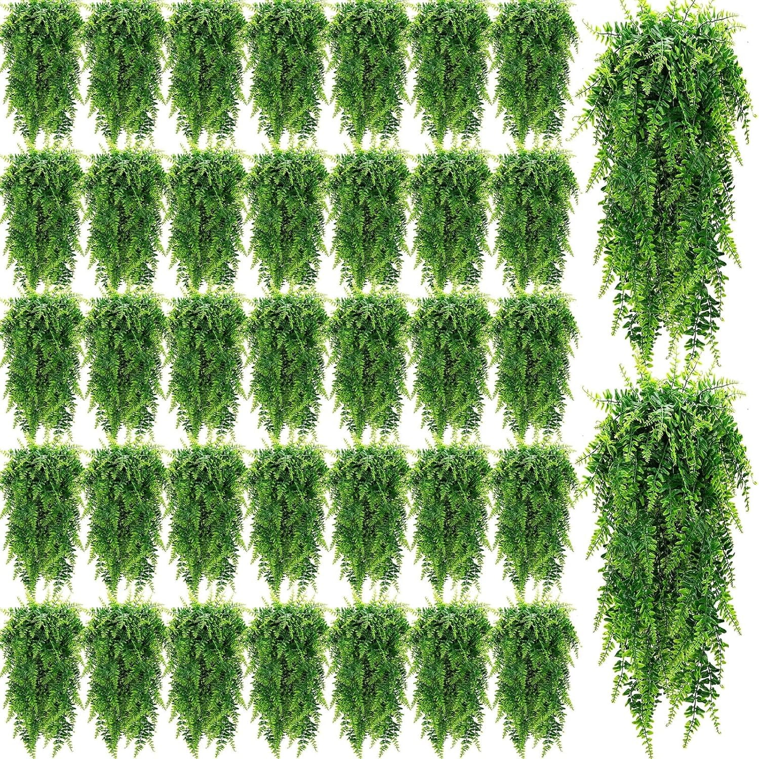 Artificial Hanging Plants 32 Inch Hanging Boston Ferns Plastic Fake ...
