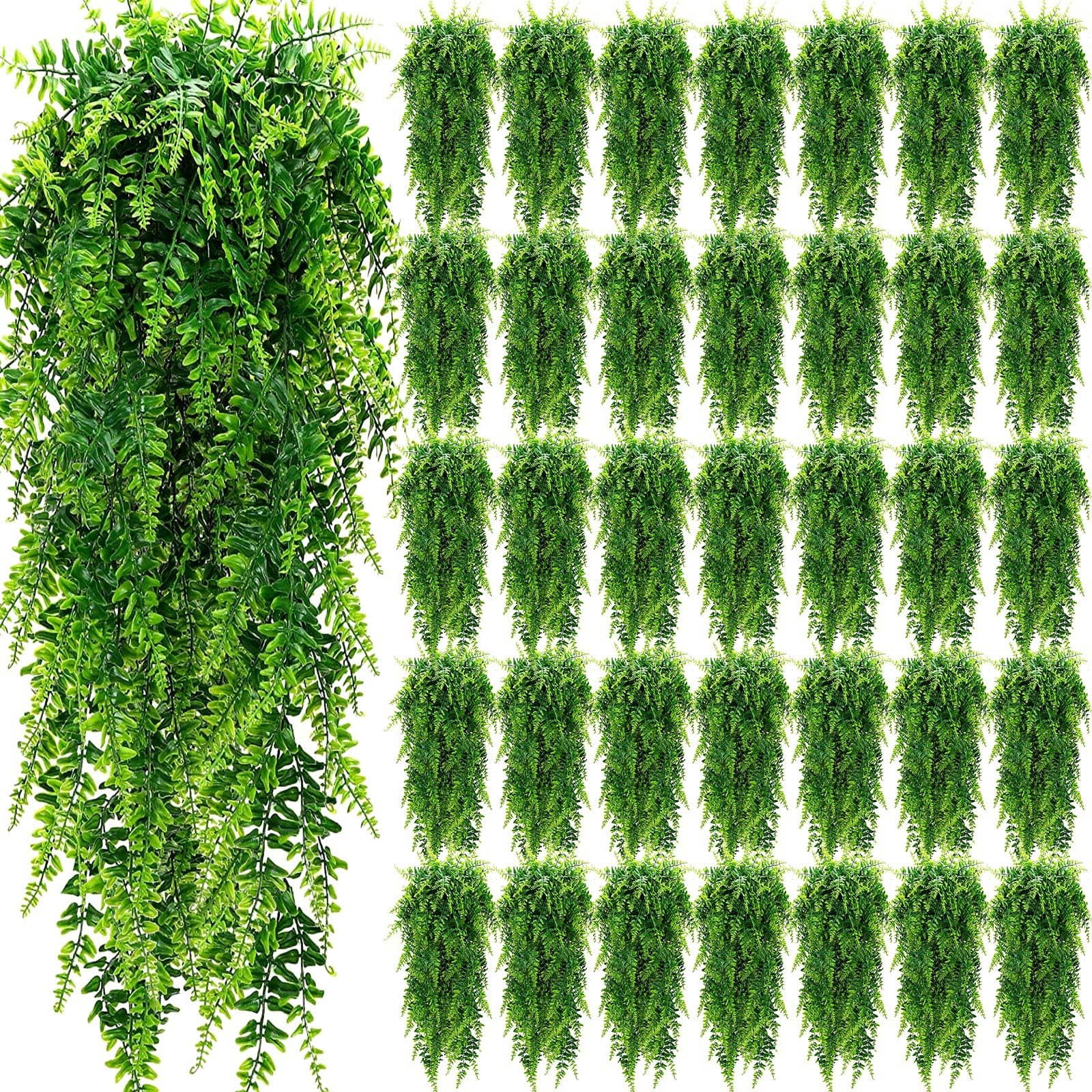 Artificial Hanging Plants 42 Count 32 Inch Ferns For Indoor Outdoor ...