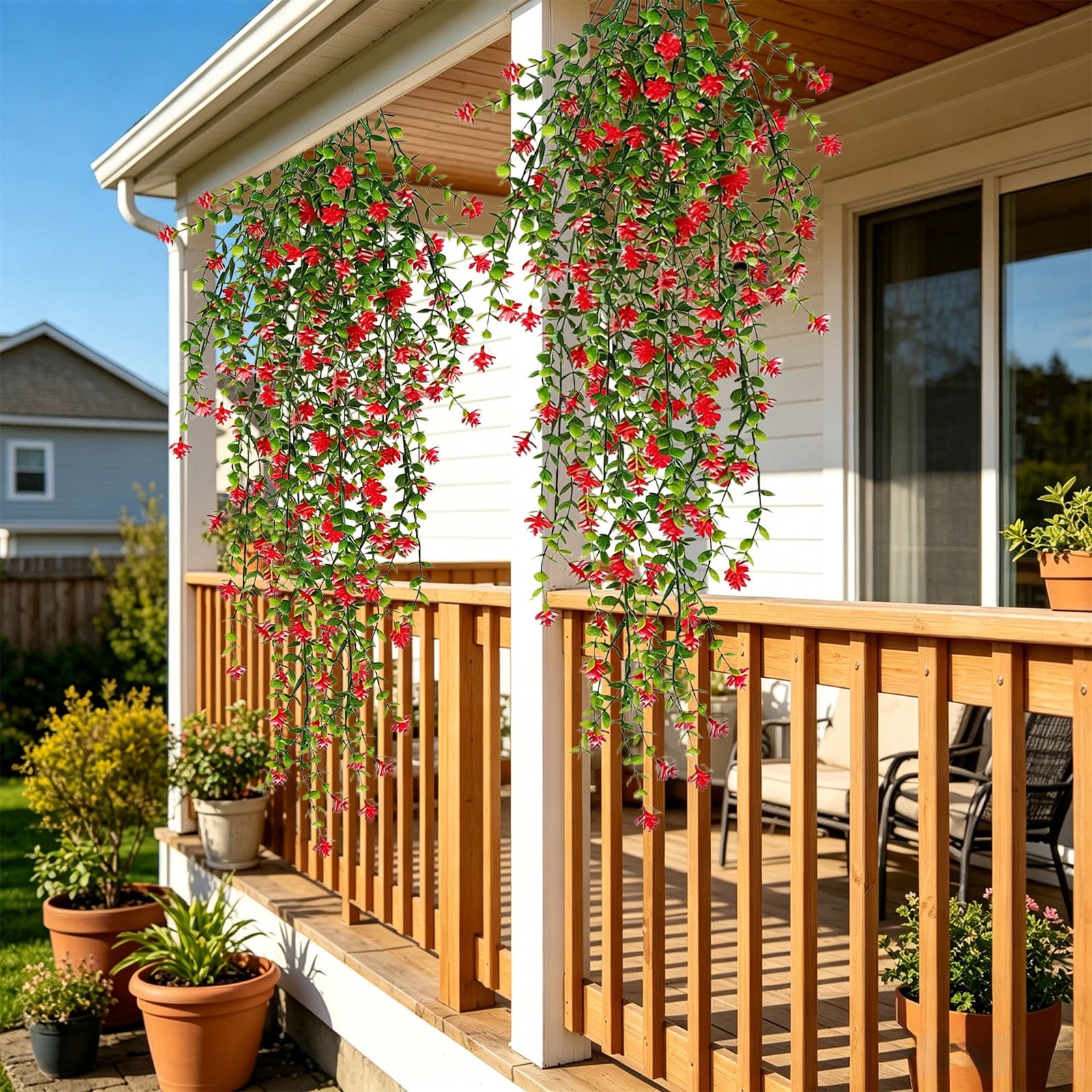 Artificial Hanging Plants Fake Flower Vines With Eucalyptus Leaves UV ...
