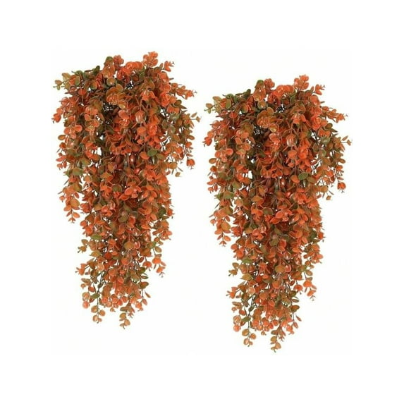 Artificial Hanging Plants Faux Eucalyptus Leaf Greenery Vine Outdoor UV ...