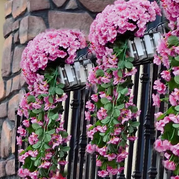 Artificial Hanging Plants Faux Trailing Silk Blooms, UV Resistant Faux ...