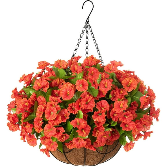 Artificial Hanging Flowers, 3-Pack Outdoor & Indoor Fake for Garden ...