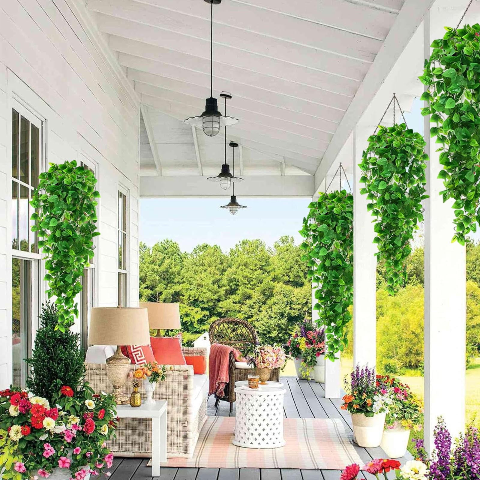 Artificial Hanging Plants Green Wall Panel 36x24 Indoor Outdoor ...