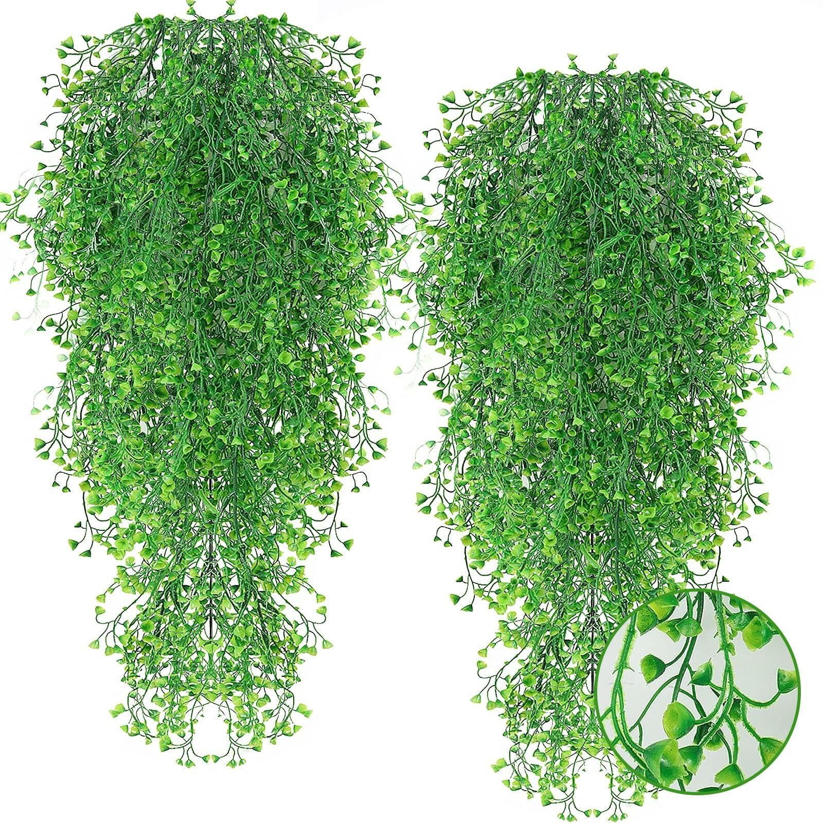 Artificial Hanging Plants Indoor 2 Pcs Artificial Ferns Plants Large ...