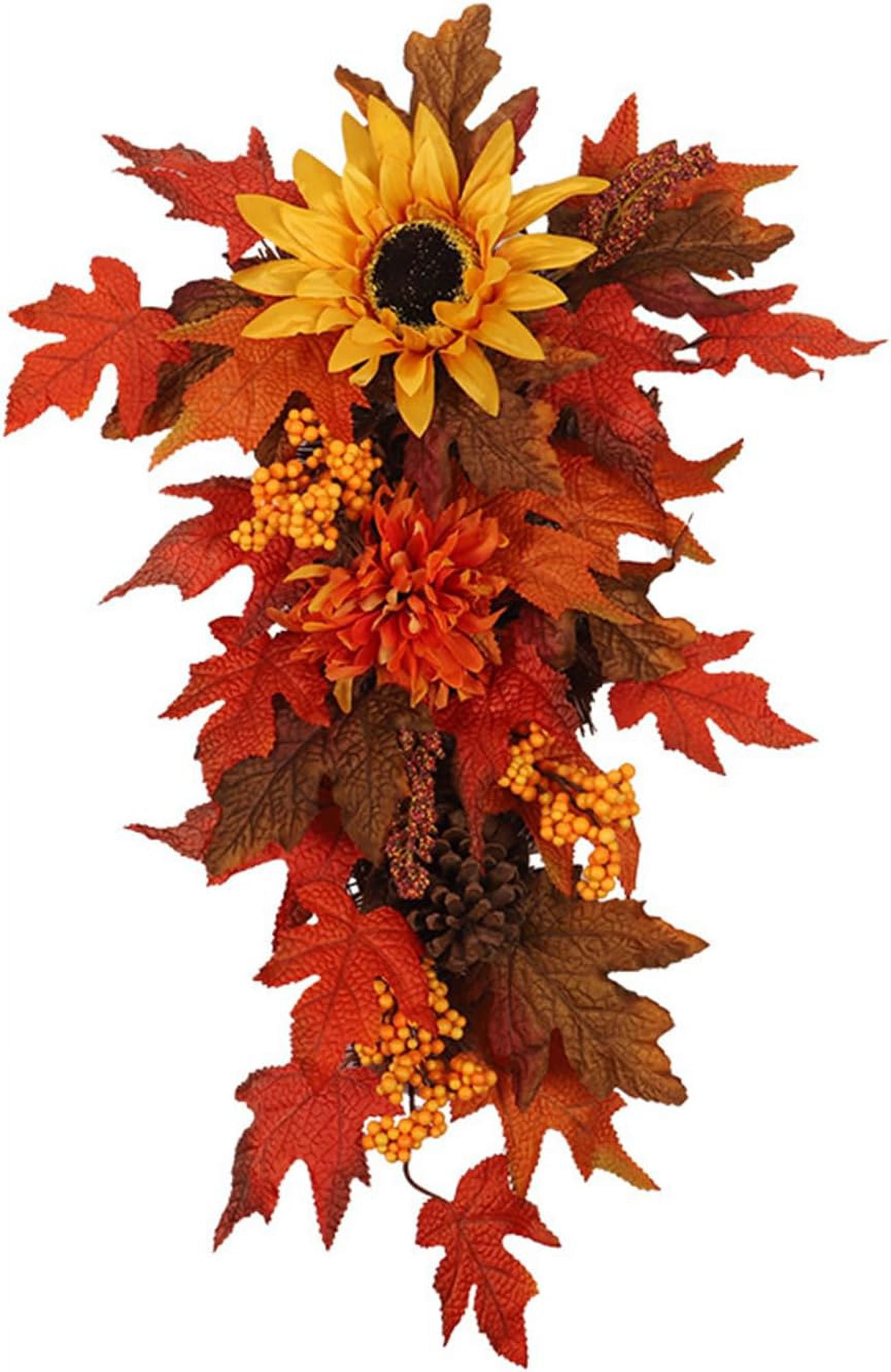 Artificial Hanging Plants, Orange Maple Faux Fall Leaves Hanging Vine ...