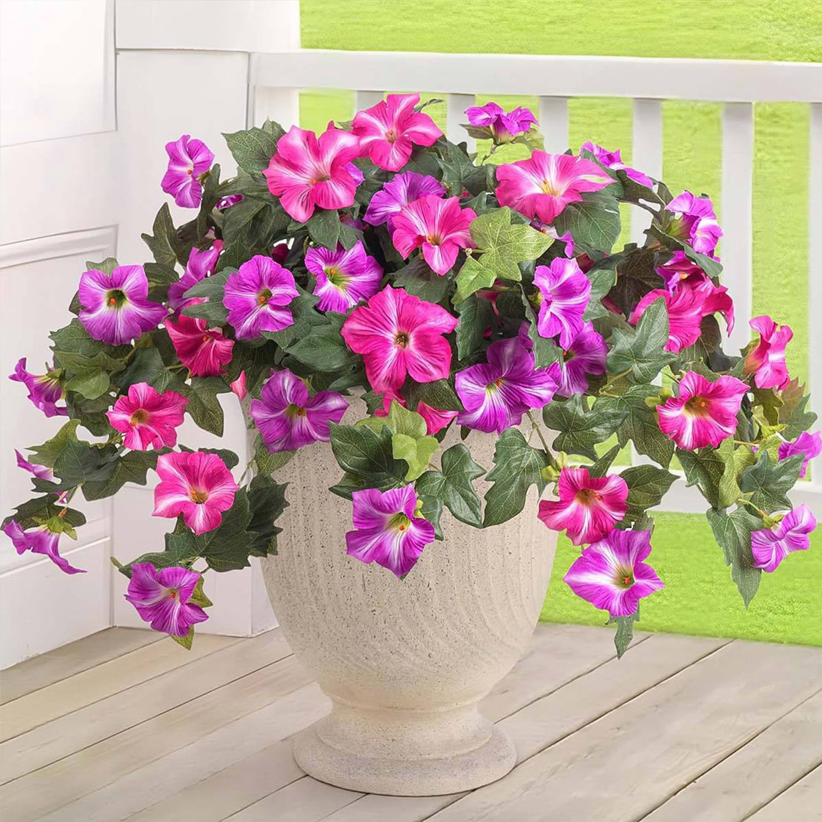 Artificial Hanging Plants Outdoor HOke Ivy Vine with Red Flowers for ...