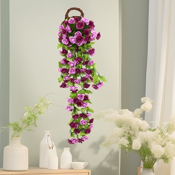 Artificial Hanging Silk Roses 33.46in Faux Flower Bouquet 18 Forks 4 ...