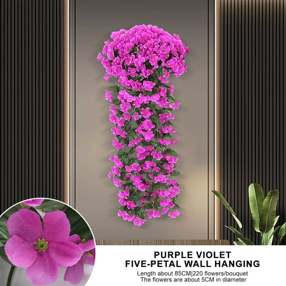 Artificial Hanging Silk Violets, Fake Flower Vine Garland for Ceiling ...