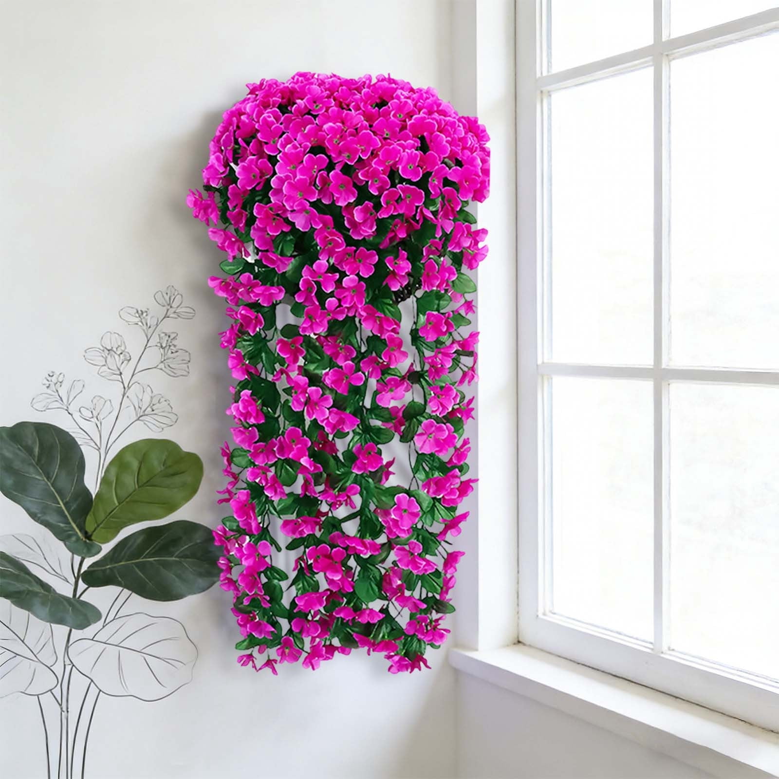 Artificial Hanging Violet Flower Wisteria Wall Basket Garland - Silk ...