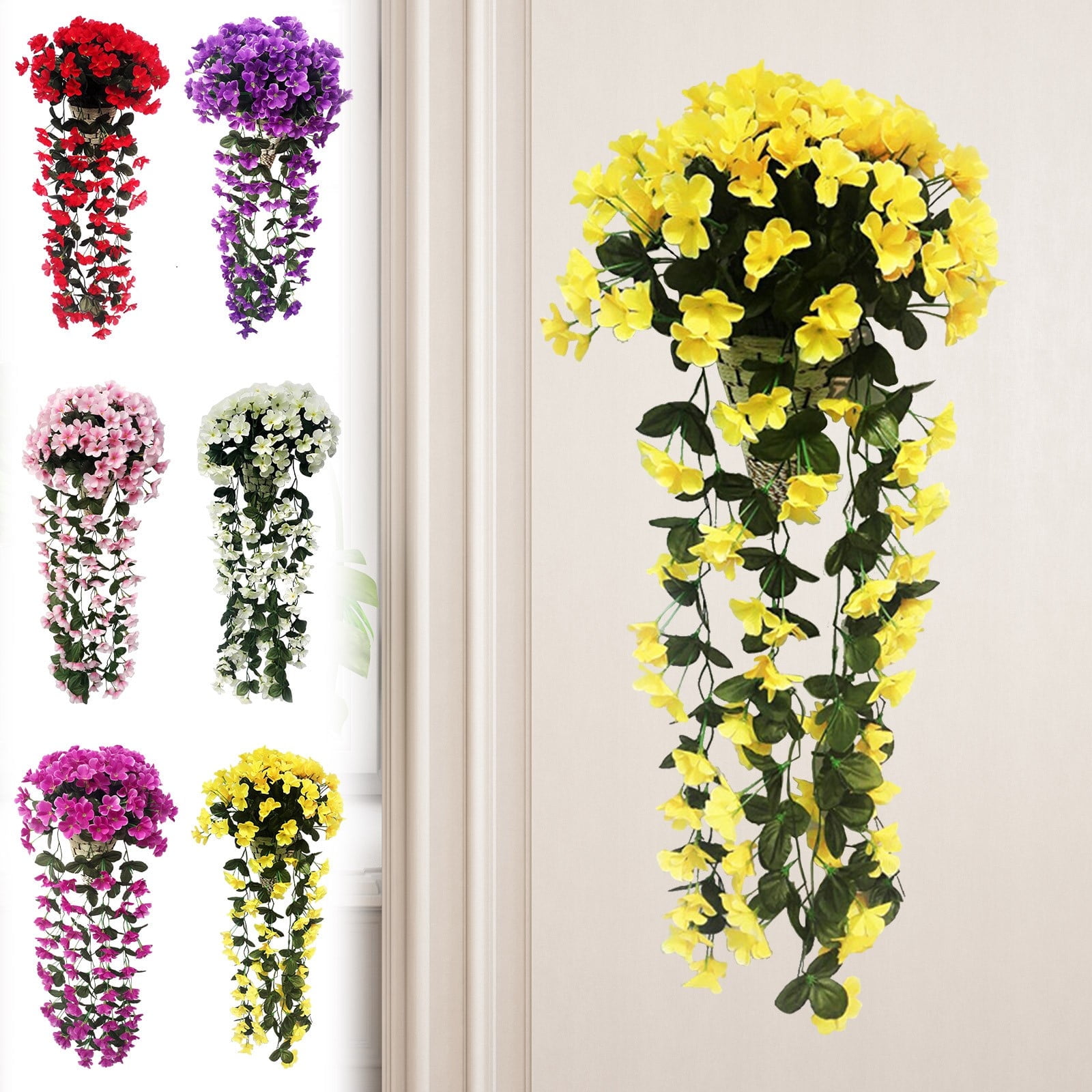 Artificial Hanging Violets, Silk Violet Hanging Flowers Decor, Faux Hanging Violets, Simulation ...