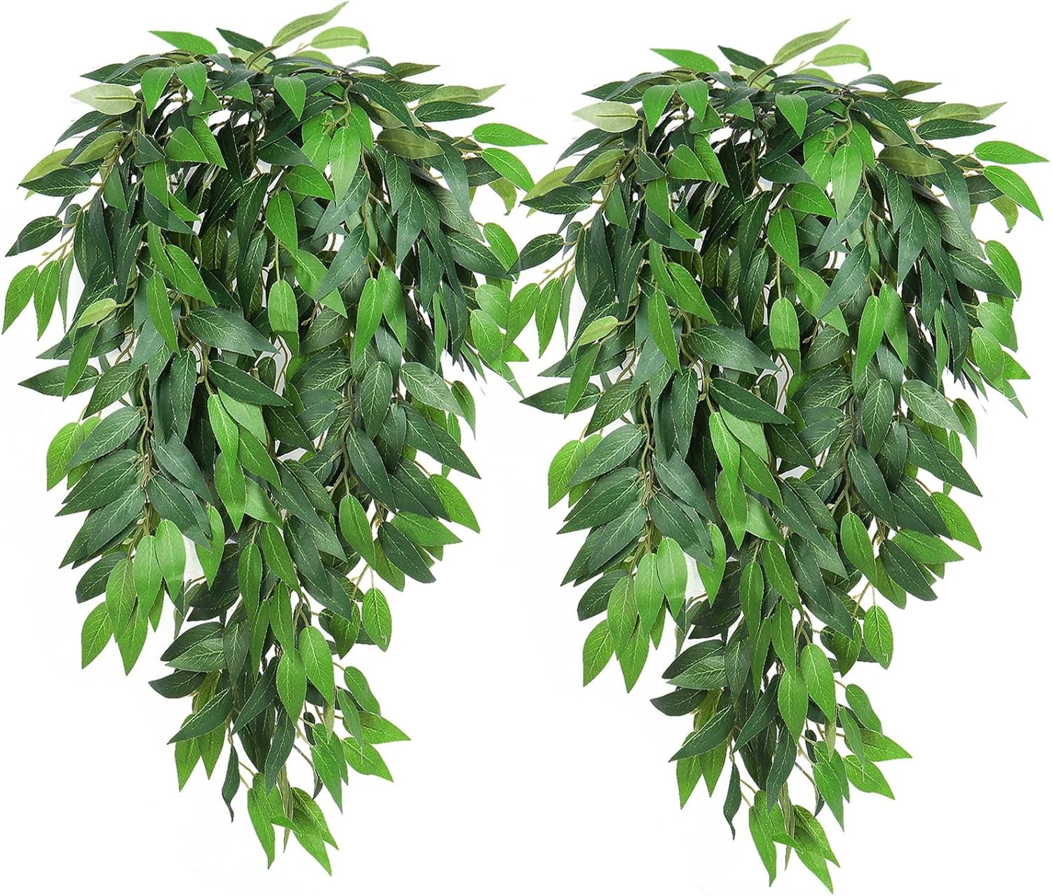 Artificial Hanging Willow Leaf Vine Twigs 2PC Fake Silk Weeping Willows ...