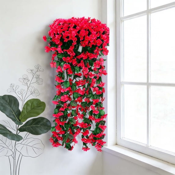 Artificial Hanging Wisteria Flowers - Silk Violet Orchid Wall Garland ...