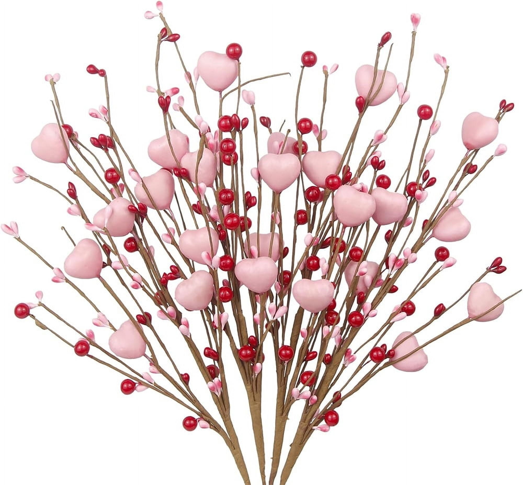 Artificial Heart Shaped Berry Picks,Faux Foam Heart Berries Stems ...