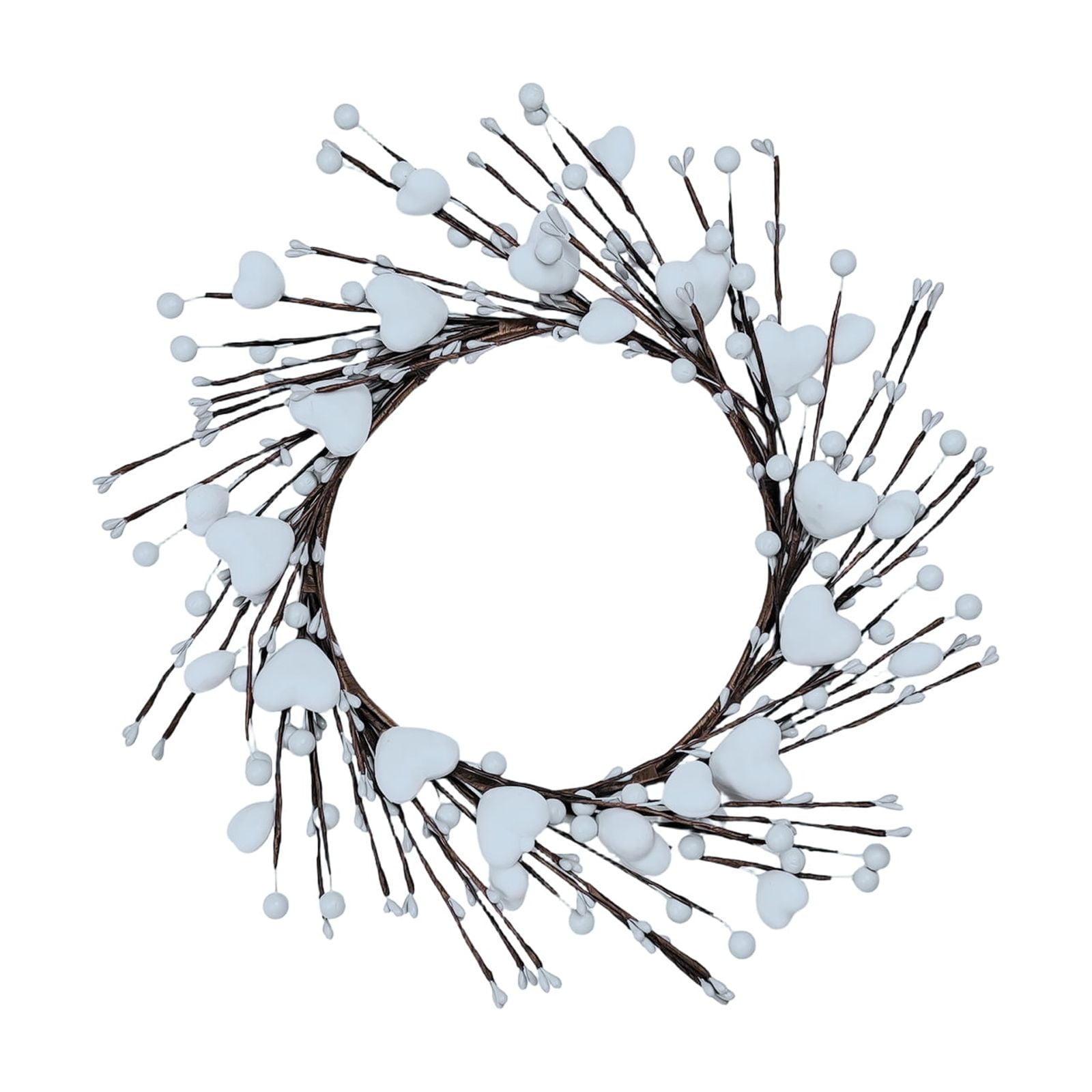 Artificial Heart Shaped Berry Twig Wreath for Front Door Wall Hanging ...