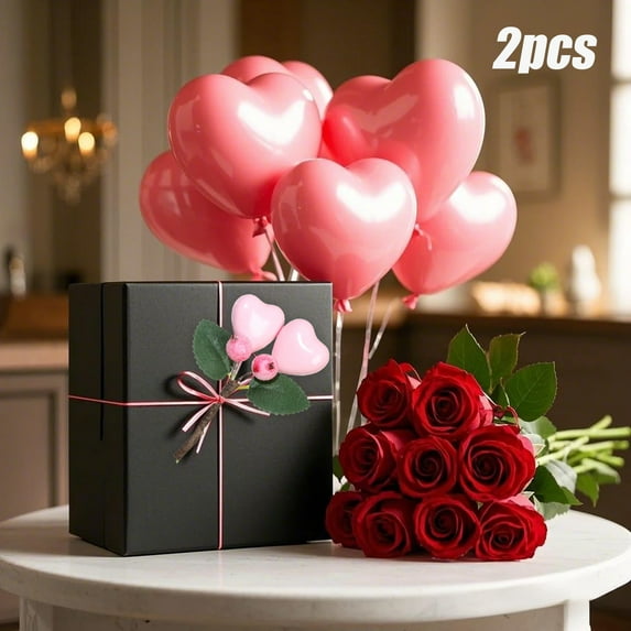 Artificial Heart Shaped Gift Box Decorations | Valentine’s Day Floral ...