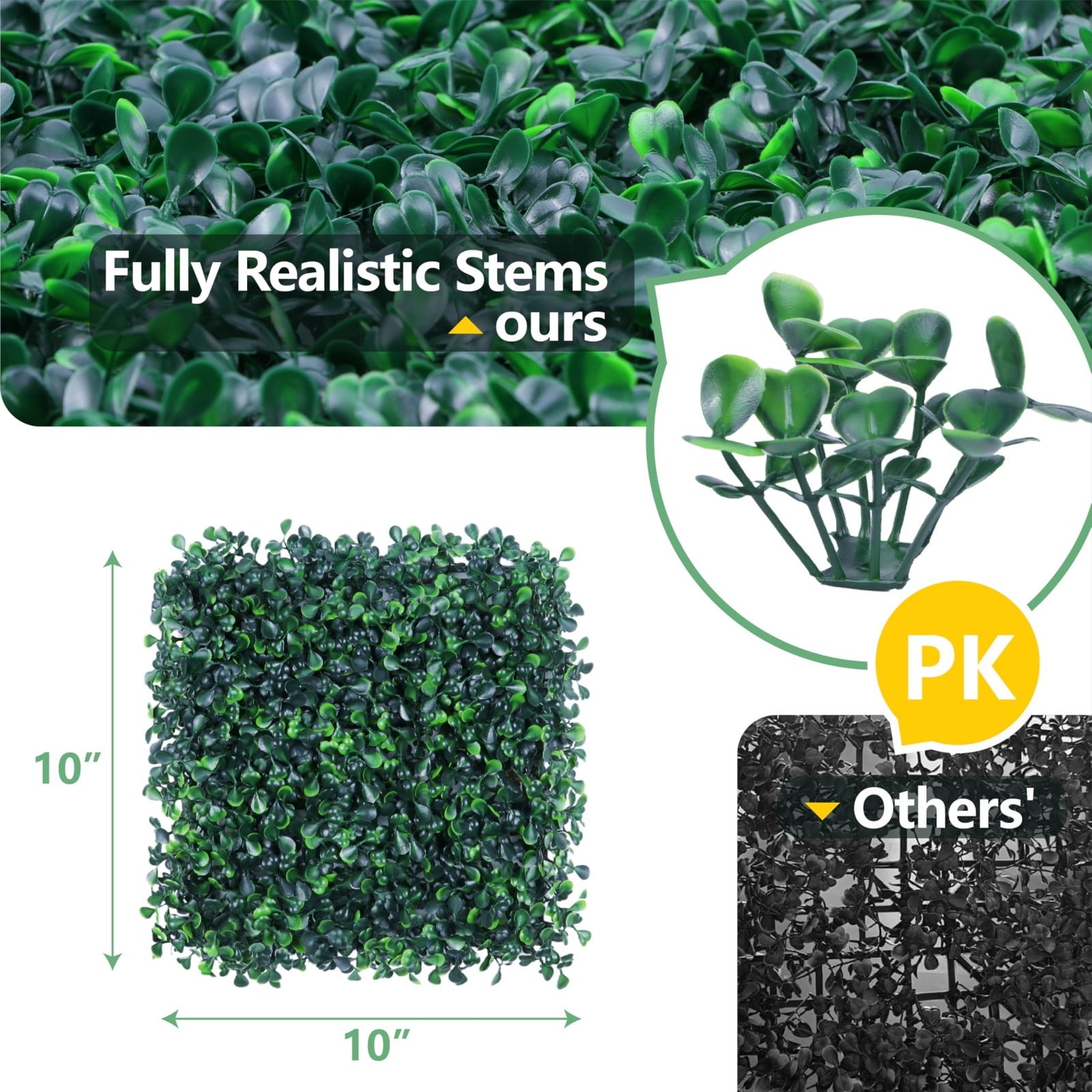 Artificial Hedge Boxwood Panels | UV Stable Greenery Mats | 10x10 Inch ...