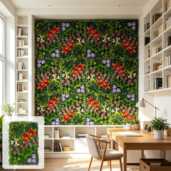 Artificial Hedge Fence Decorative Privacy Wall Panel Faux Leaf Screen ...