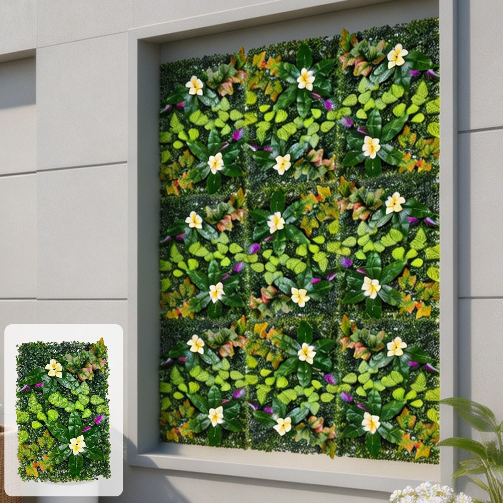 Artificial Hedge Fence Expandable Faux Leaf Screen Panel Plastic ...
