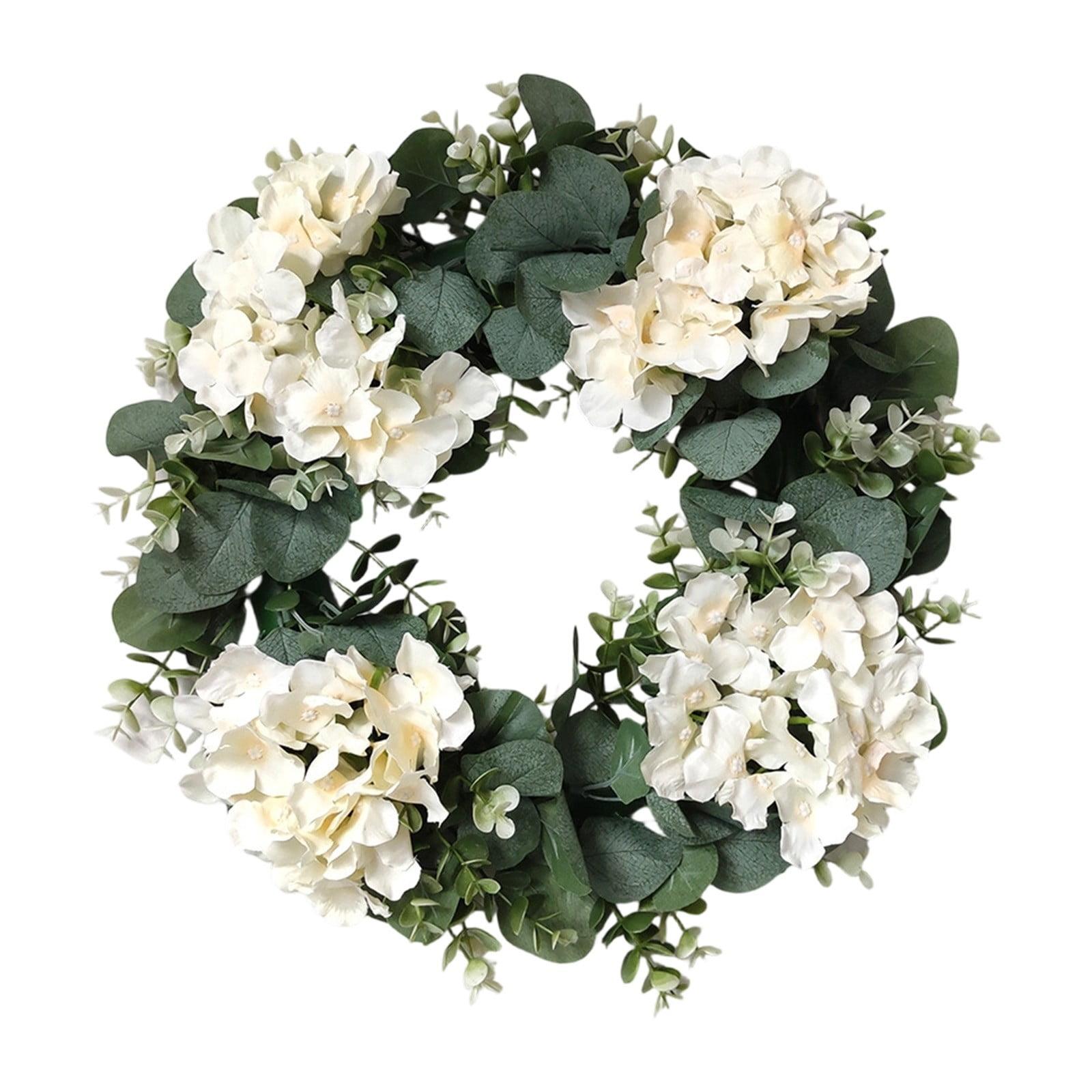 Artificial Hydrangea And Faux Eucalyptus Floral Wreath Decoration For ...