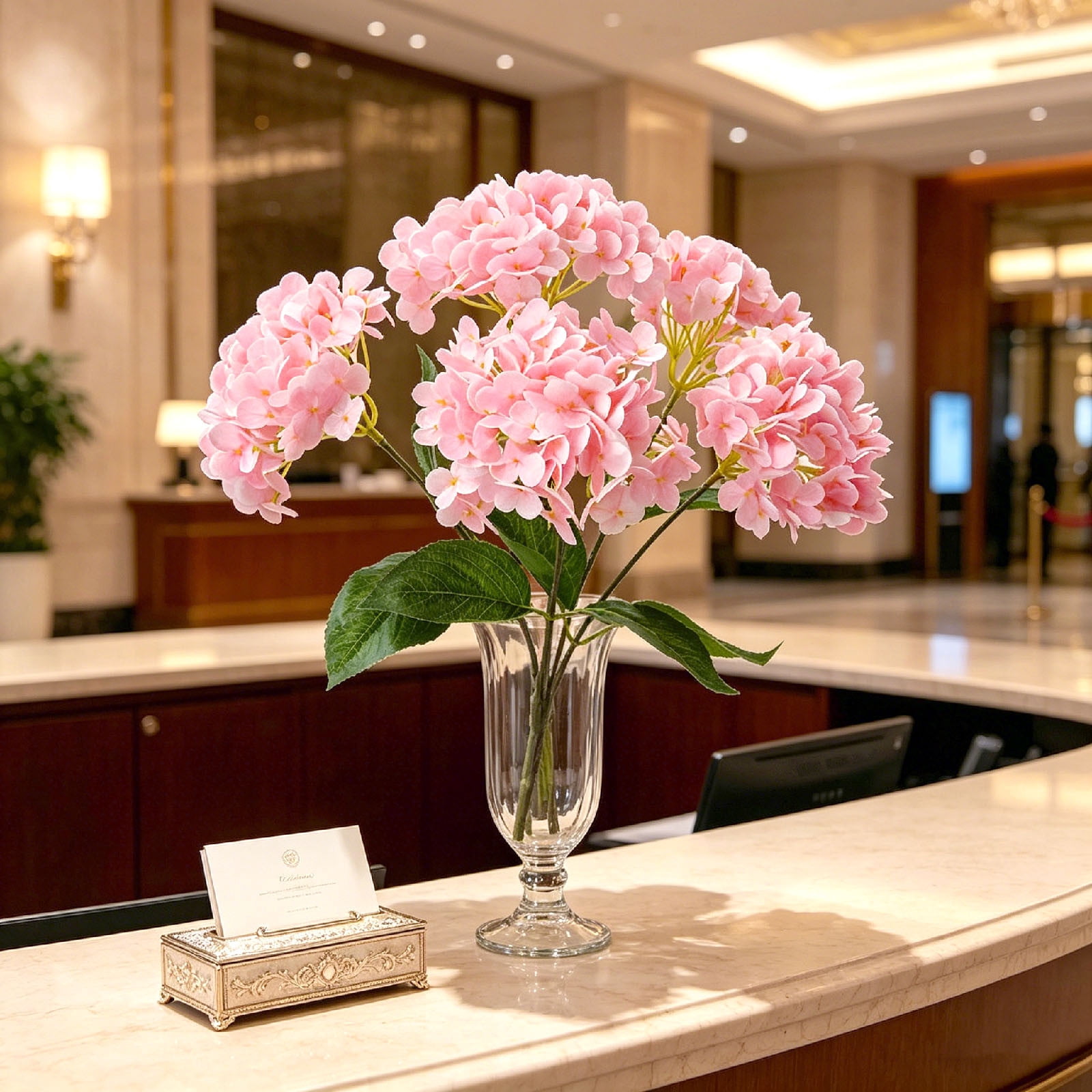 Artificial Hydrangea Bouquet 5 Heads Faux Flower Arrangement Wedding ...