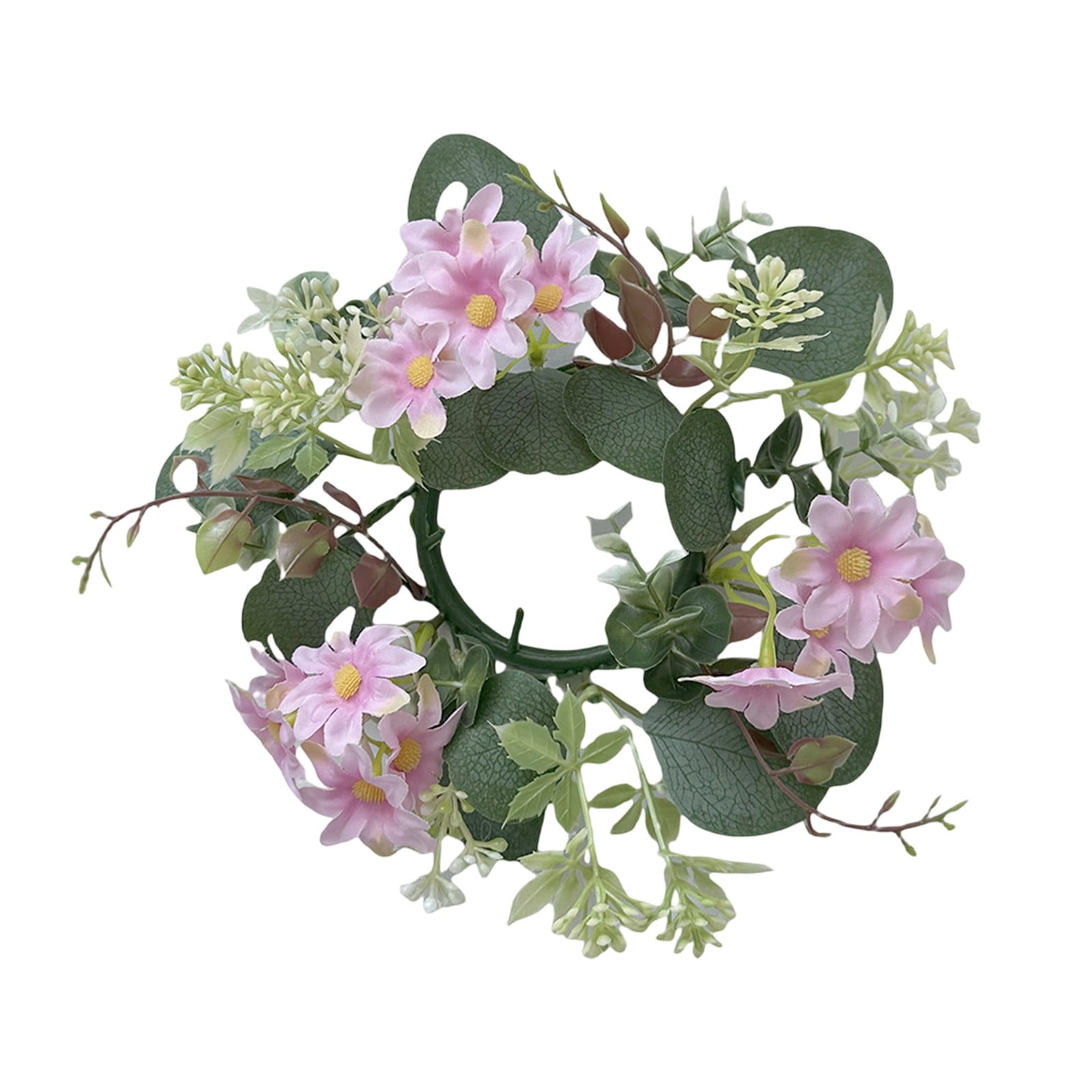 Artificial Hydrangea Candle Ring Garland, Tabletop Floral Wreath for ...