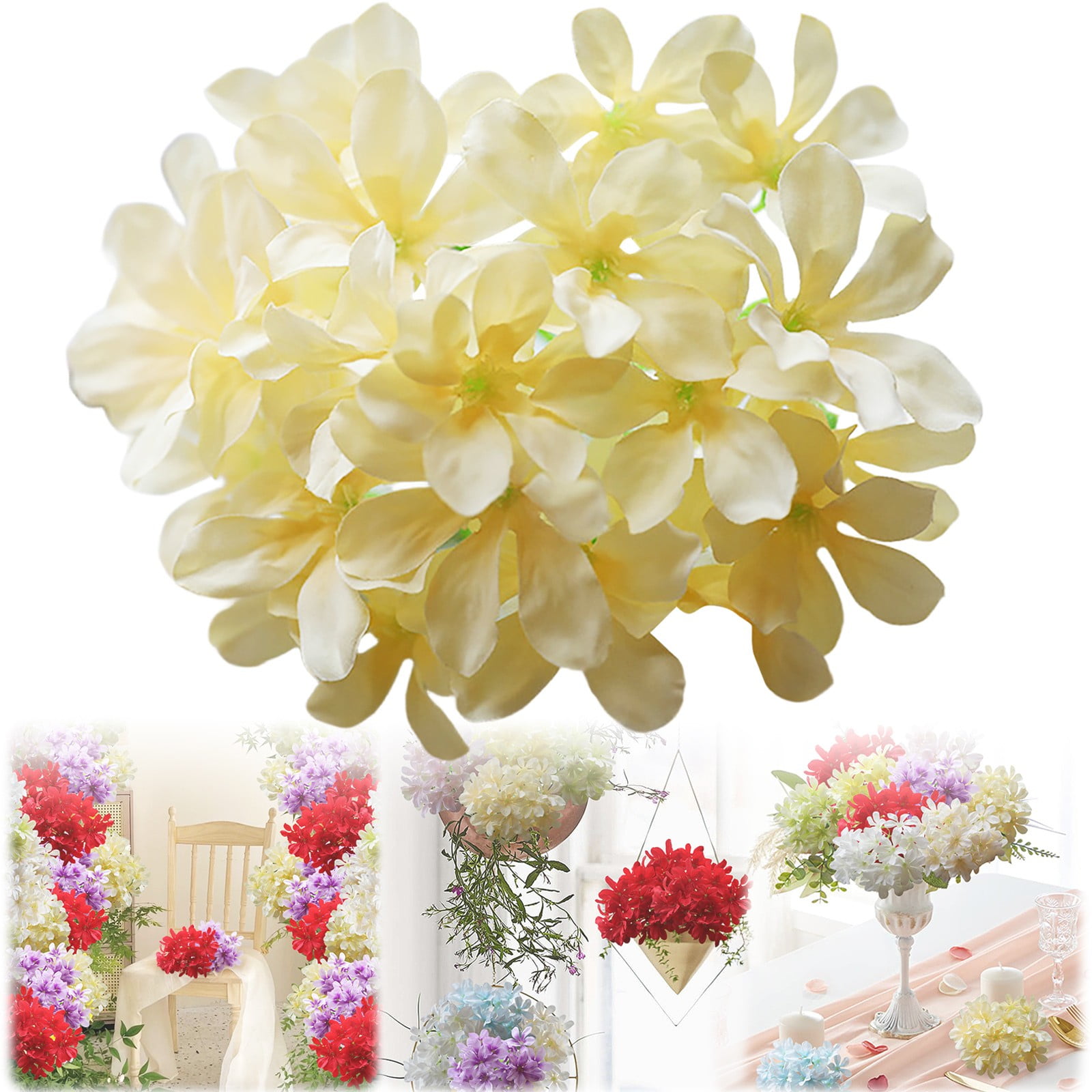 Artificial Hydrangea False Flower Heads, 27 Forks 6 Corners, for ...