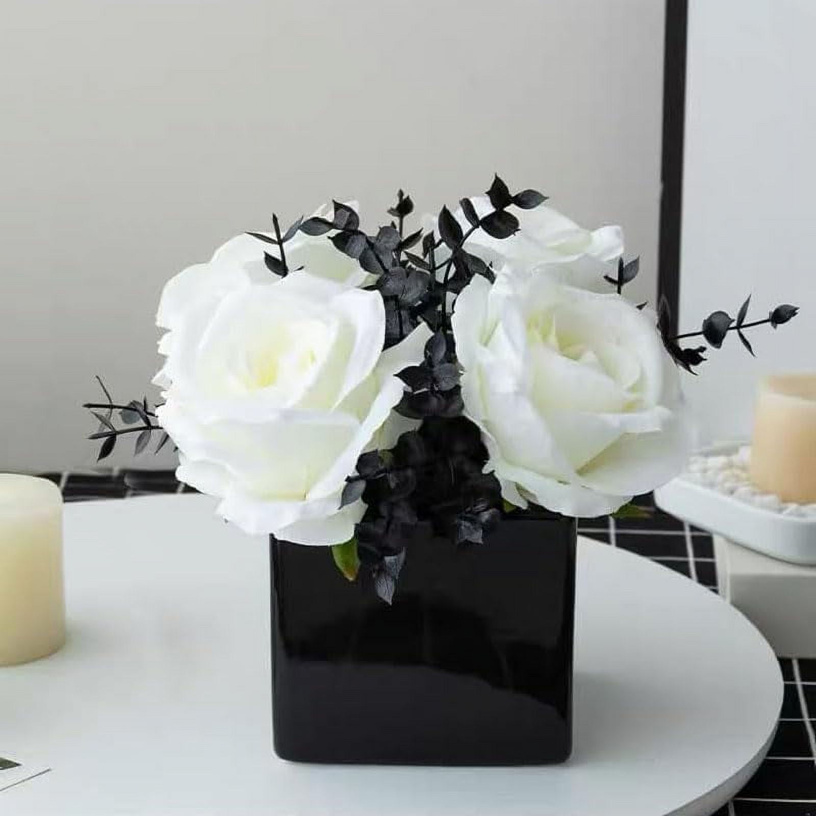 Artificial Hydrangea Flower Arrangement in Ceramic Vase and Vase Home ...