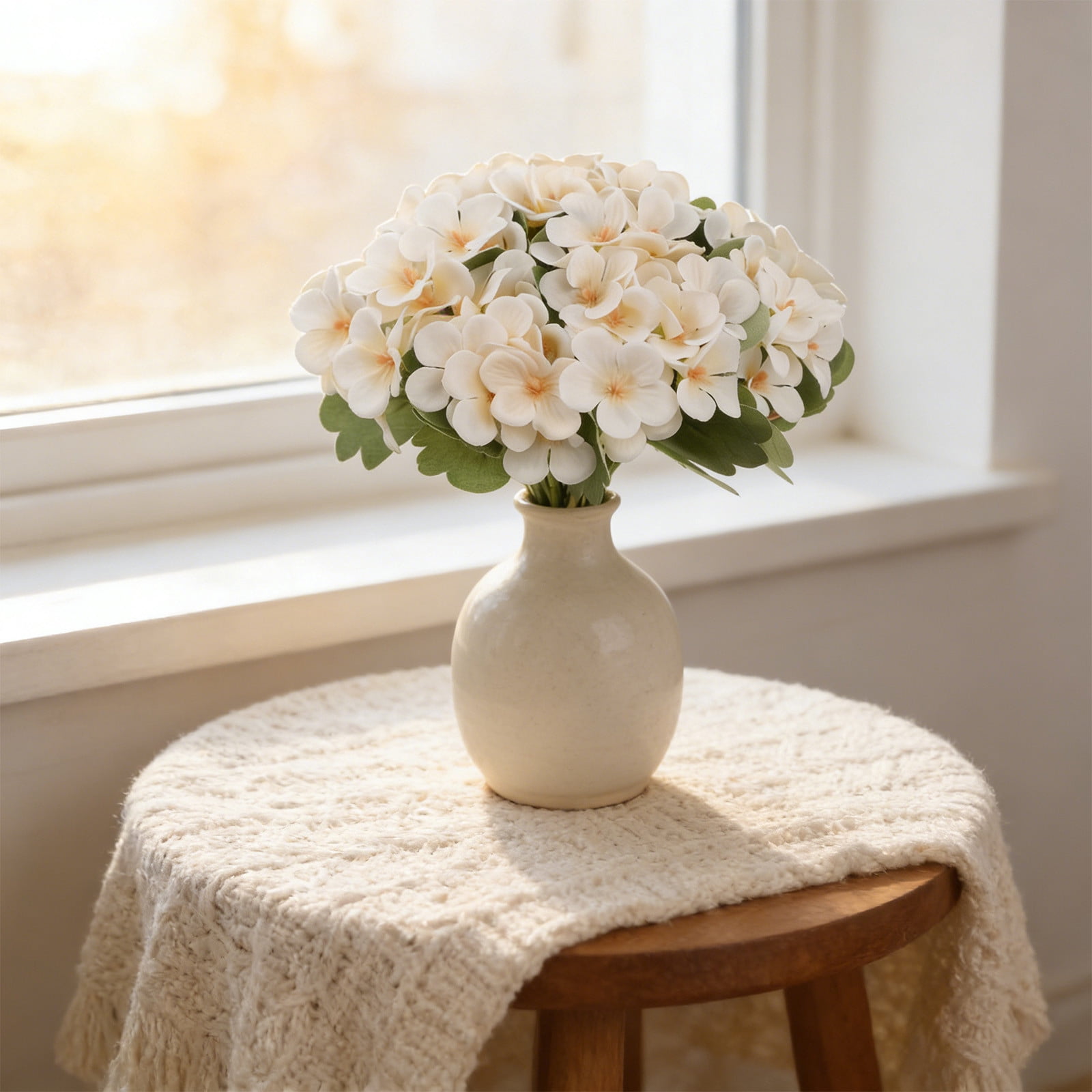 Artificial Hydrangea Flower - Realistic Faux Plastic Floral Stem for ...