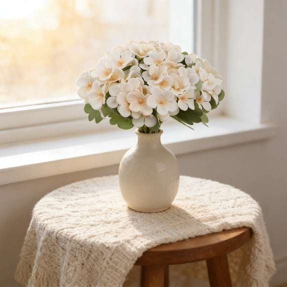 Artificial Hydrangea Flower - Realistic Faux Plastic Floral Stem for ...