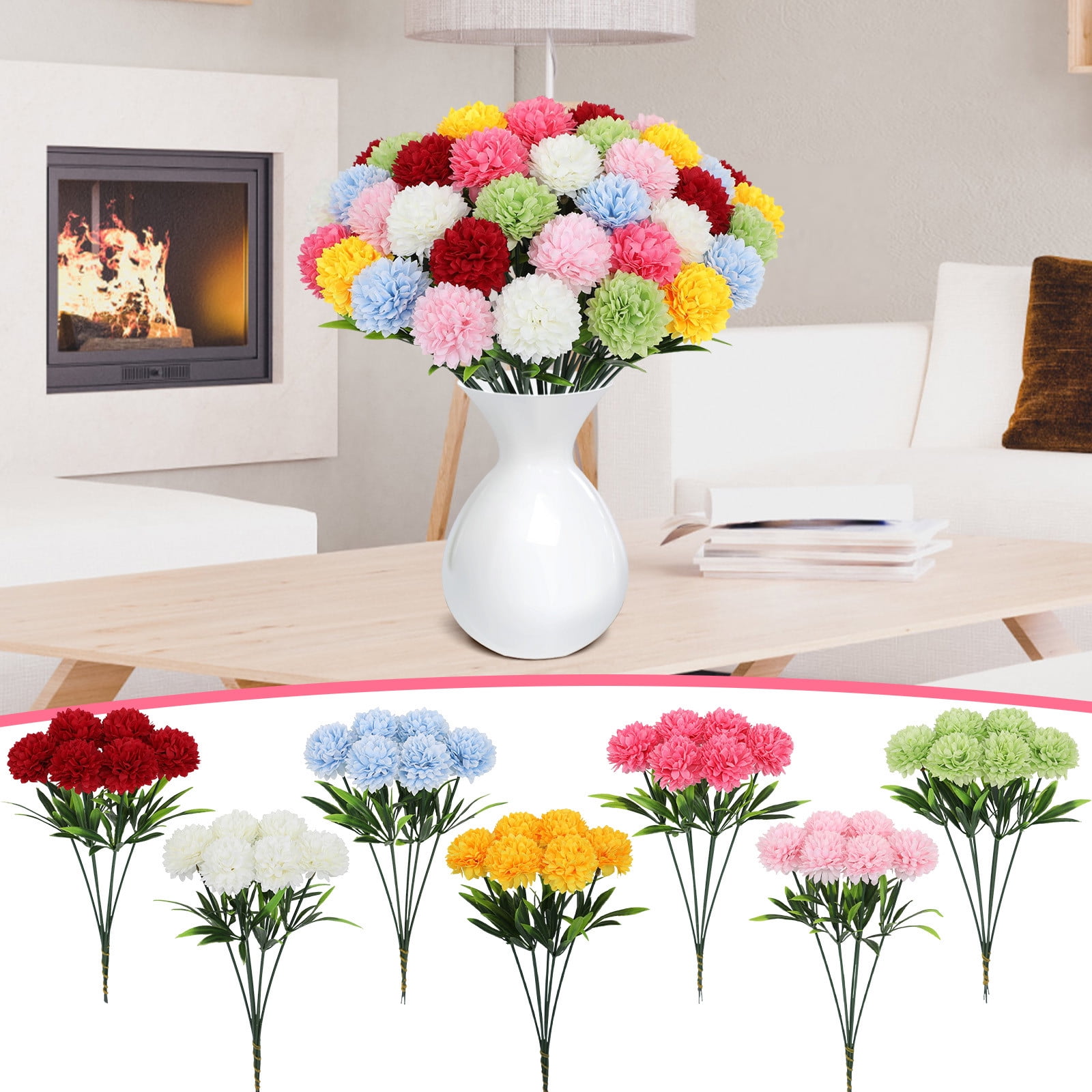 Artificial Hydrangea Flower Set | 6-Pack Realistic Plastic Blooms ...