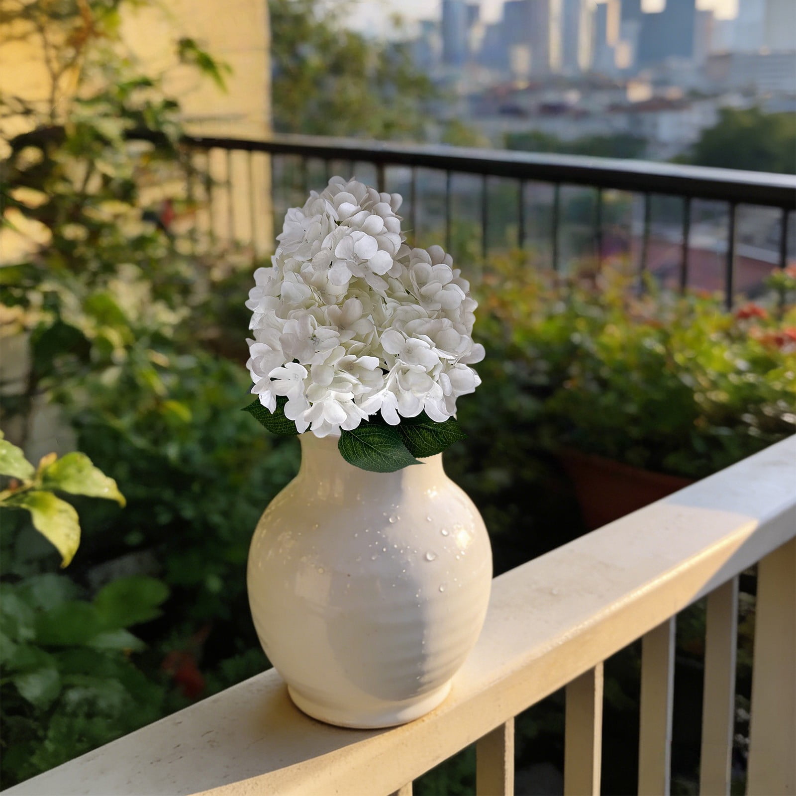 Artificial Hydrangea Flowers 5 Heads 1 Stem White Cloth for Home Decor ...