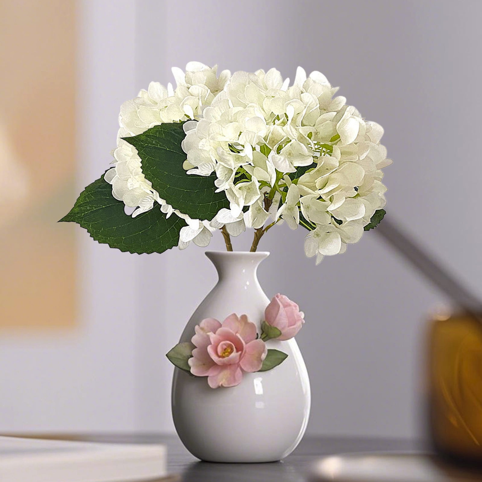 Artificial Hydrangea Flowers Bouquet - Plastic Fake Flowers for Home ...