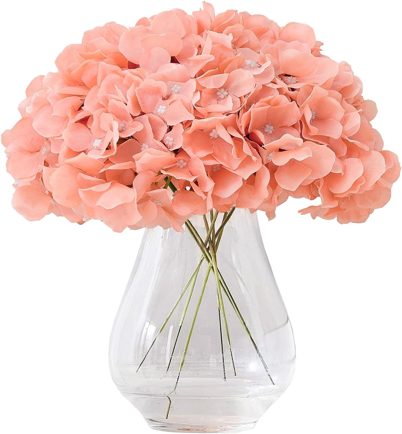 Artificial Hydrangea Flowers Coral Heads 10 Fake Hydrangea Silk Flowers ...