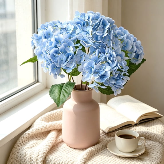Artificial Hydrangea Flowers, Fake Hydrangea Bouquet 5 Heads for ...