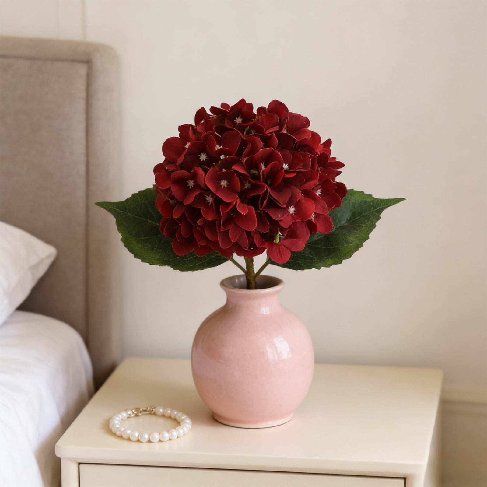 Artificial Hydrangea Lollipop Flower Stem, 18in Plastic Faux Floral ...