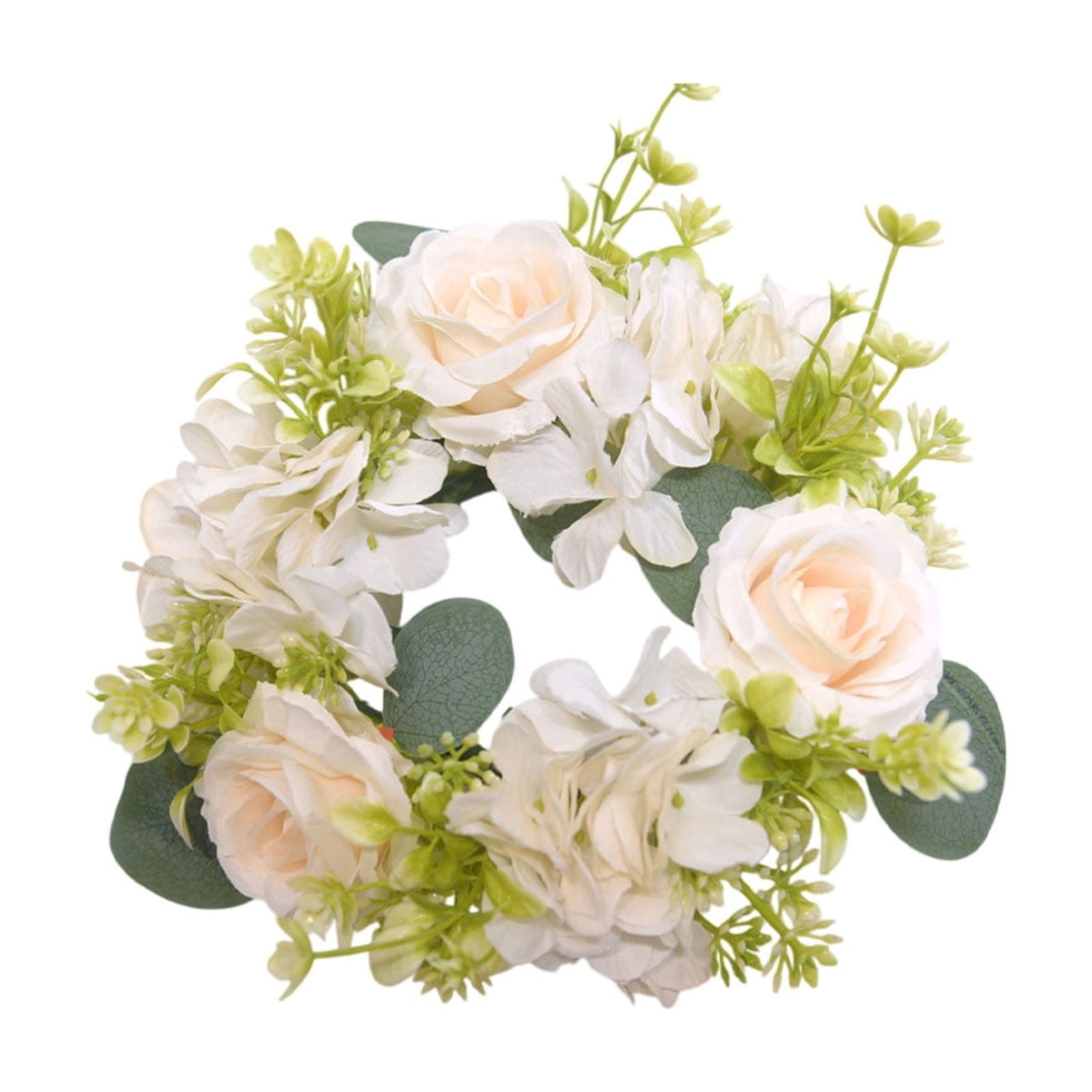 Artificial Hydrangea Rose Candle Holders Wreath, Decorative Table ...