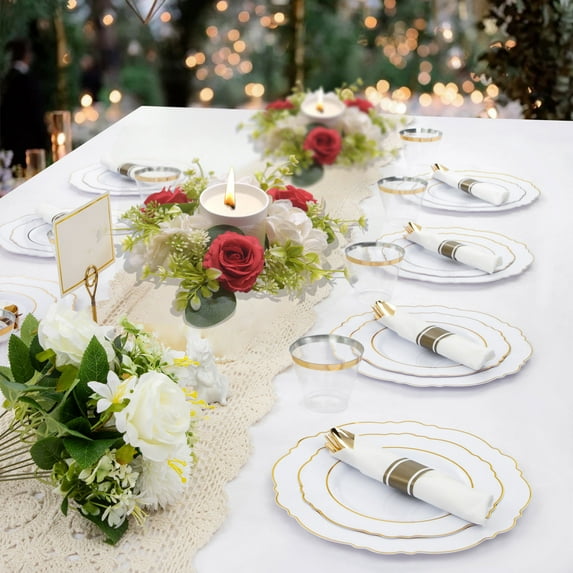 Artificial Hydrangea Rose Candle Ring Wreath, Floral Table Centerpiece ...