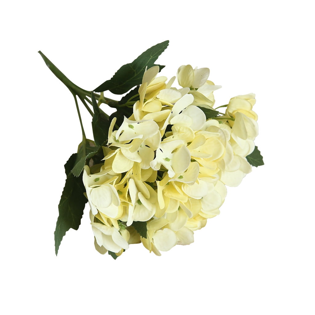 Artificial Hydrangea Silk Flower Bouquet Realistic White Faux Floral ...
