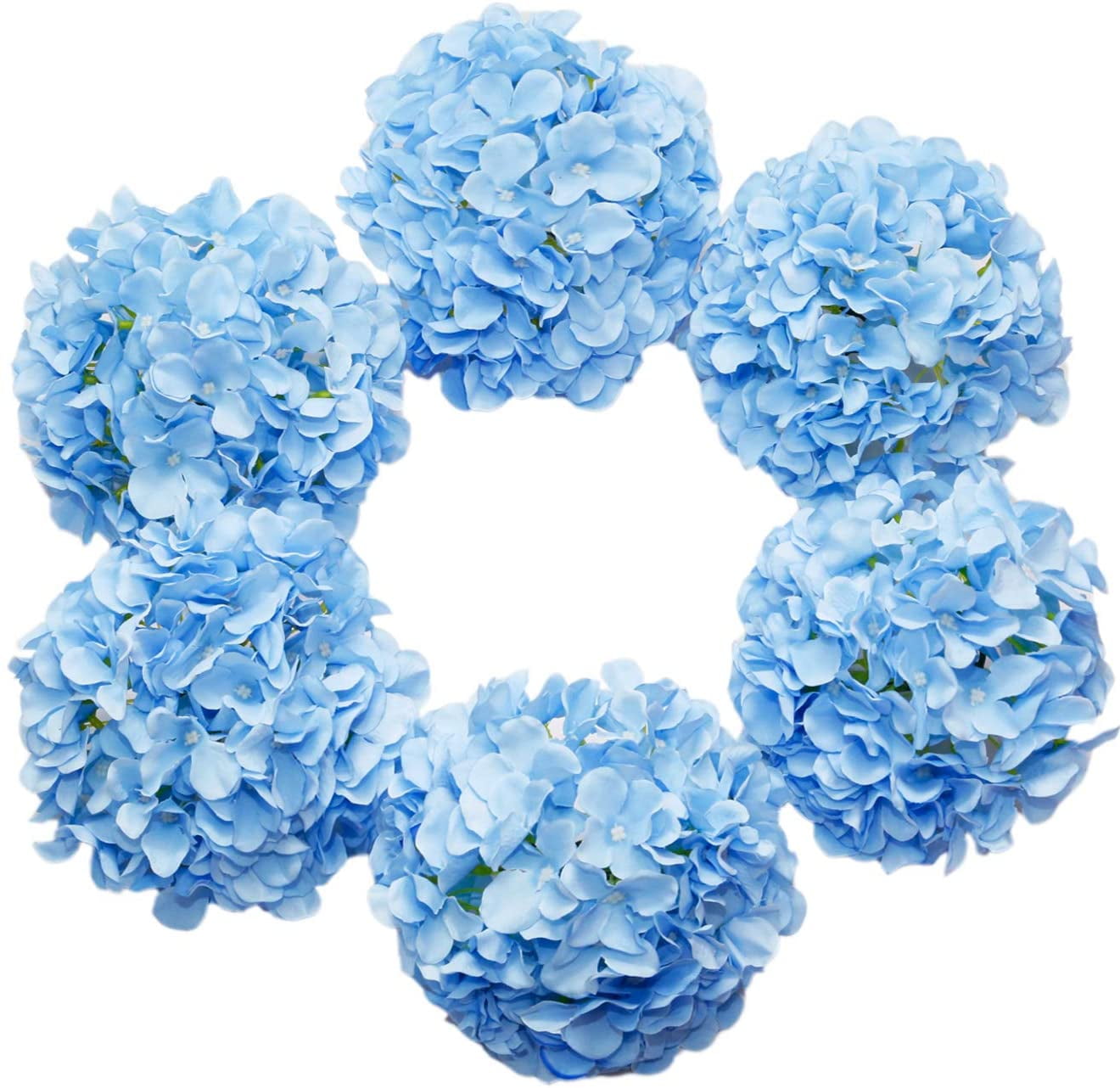 Artificial Hydrangea Silk Flower Heads with Stem Fake Blue Hydrangea ...