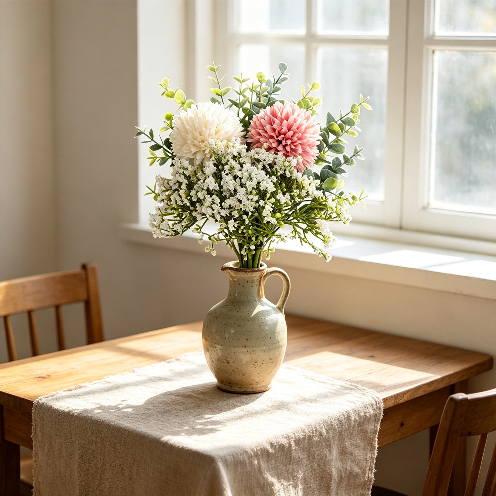 Artificial Hydrangea and Baby's Breath Bouquet for Home Decor, Wedding ...
