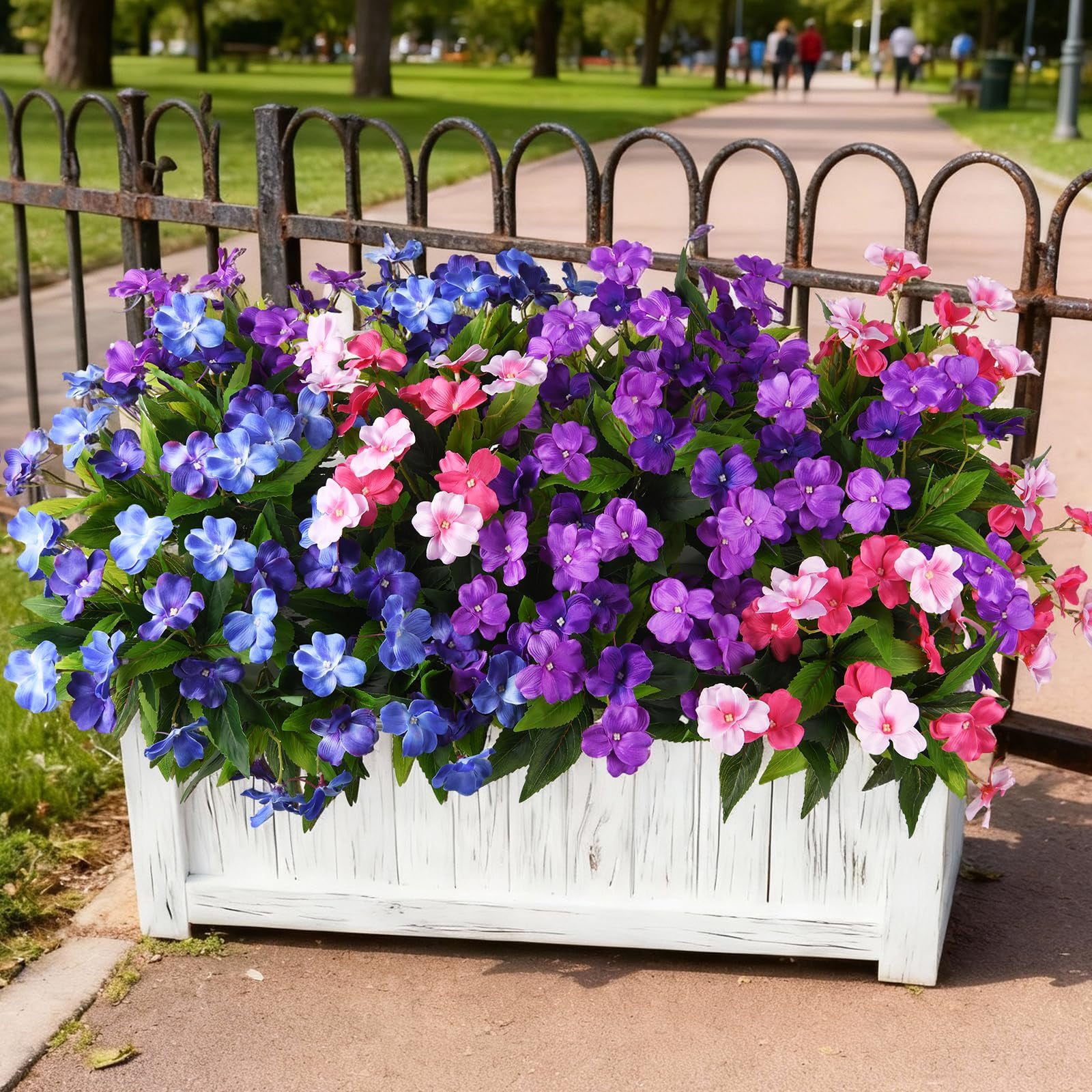 Artificial Impatiens Flowers For Outdoors 6 Multicolor Silk Spring ...