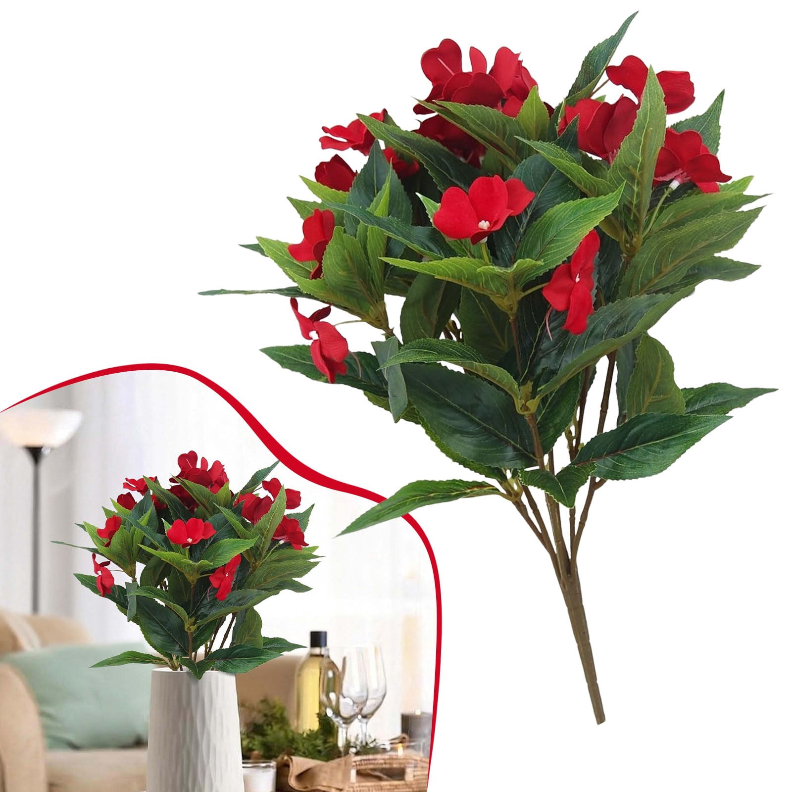 Artificial Impatiens Flowers, UV Resistant Faux Floral Impatiens ...