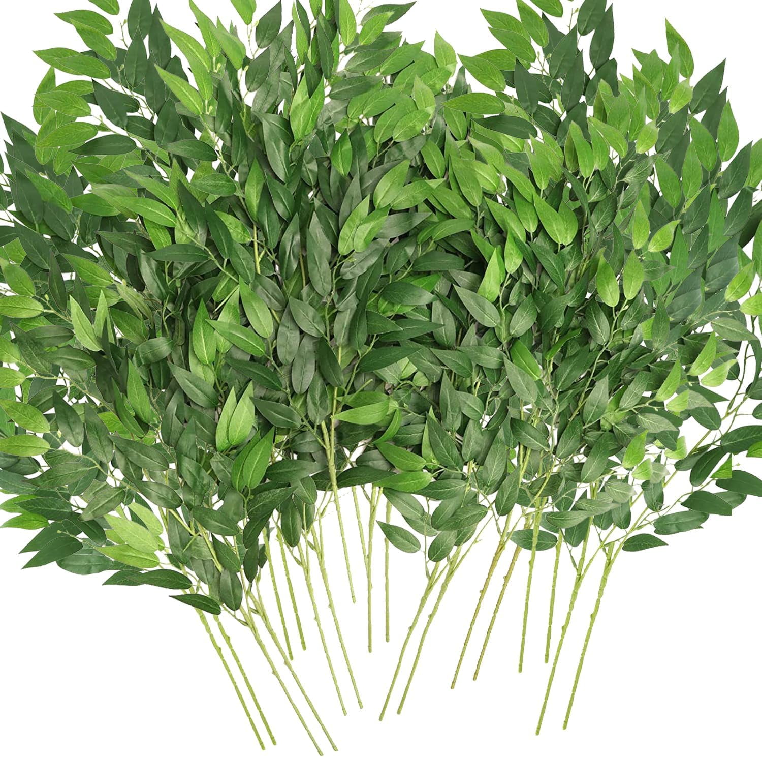 Artificial Italian Ruscus Greenery Stems, 20 Pack Faux Green Leaf ...