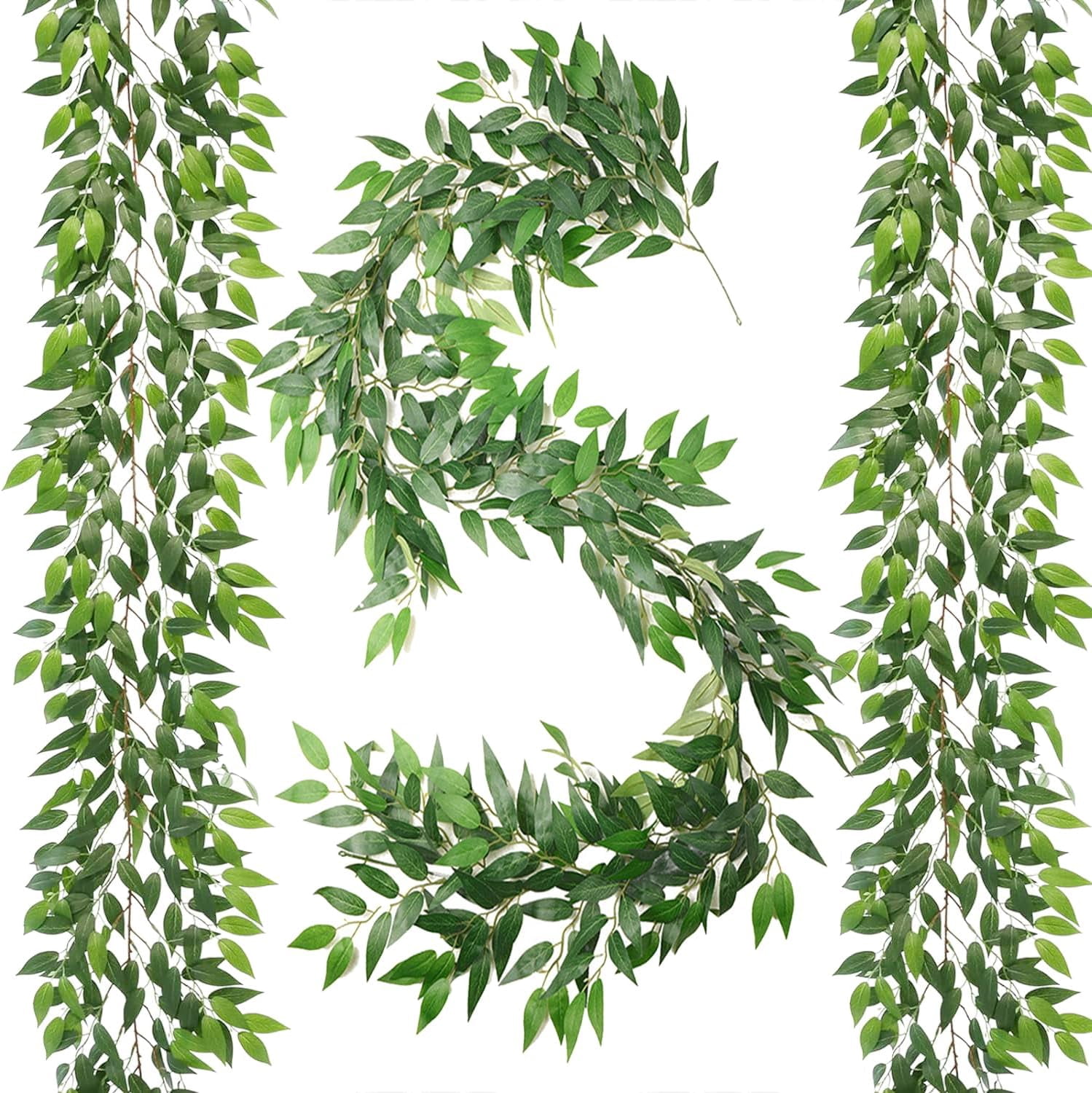Artificial Italian Ruscus Vines, 3Pcs/75 Silk Vine Garland with Green ...